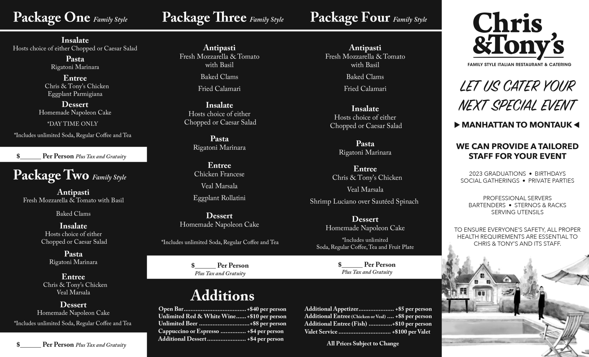 Menus – Chris and Tony’s